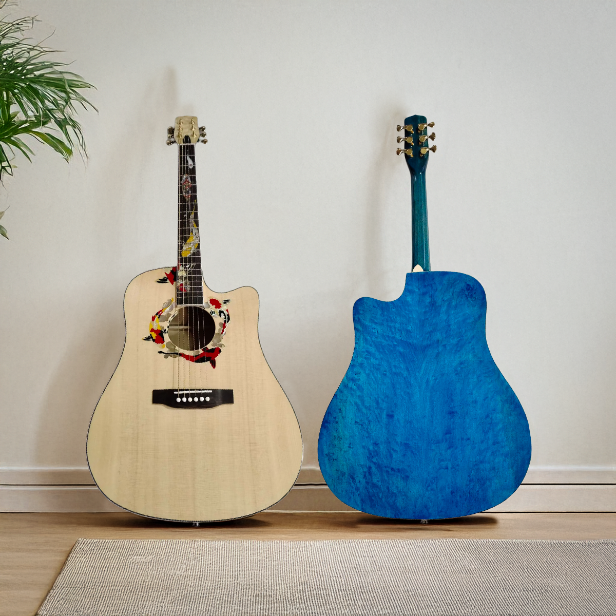 Byron Cutaway Dreadnought Koi Guitar Sitka Spruce & Flame Maple ...