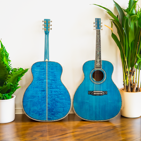 OM45 Ocean Blue Spruce & Quilted Maple Acoustic-Electric Guitar | Byron ...