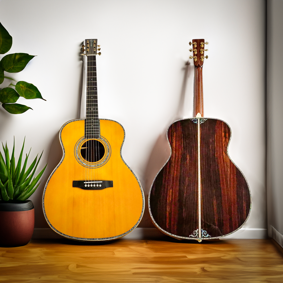 Byron fancy abalaone guitar-6 Strings OM Guitar with Vintage Finish ...