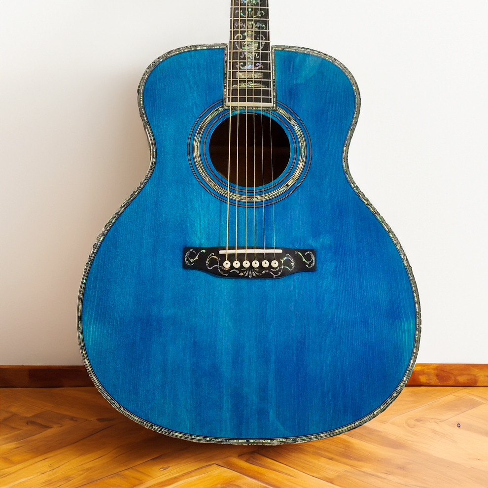 Byron 6 strings soundhole pickups OM45 Ocean blue acoustic electric gu ...
